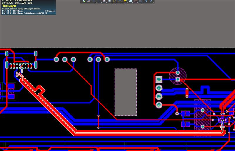 First attempt at USB differential pair routing on a 2 layer board ...