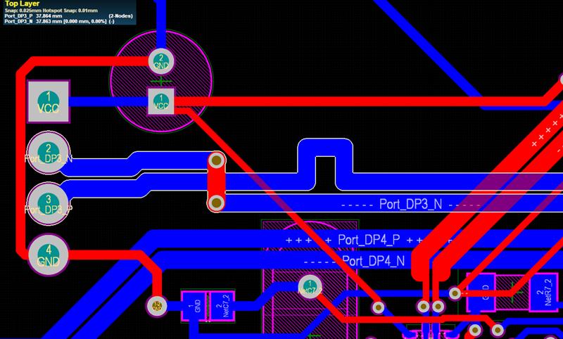 First attempt at USB differential pair routing on a 2 layer board ...